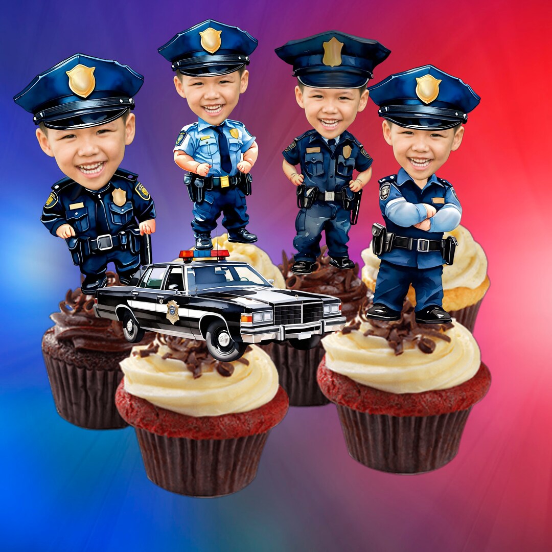 Digital Personalized Police Cop Policeman Cupcake Toppers Digital ...