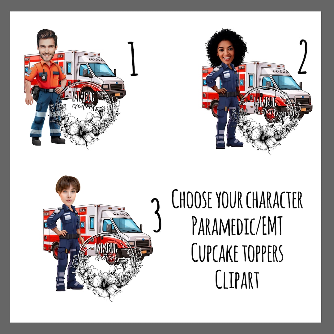 DIGITAL Download Personalized Paramedic EMT Ambulance Cupcake Toppers ...