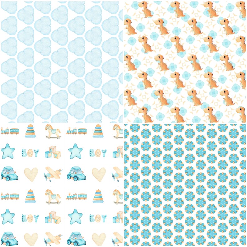 Baby Boy Digital Paper Scrapbook Paper Printable Paper - Etsy