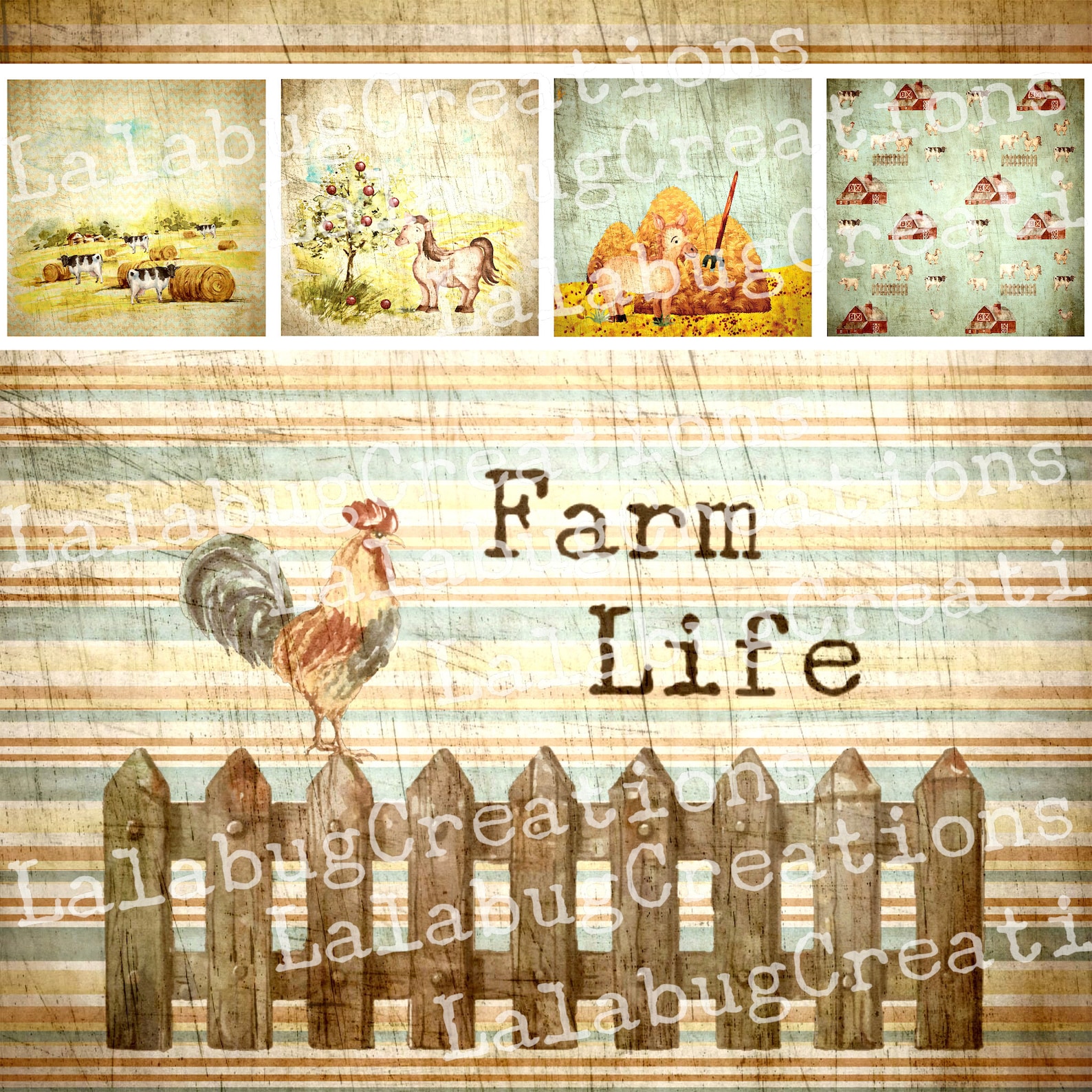 Farm Life Digital Paper Vintage Farm Paper Scrapbook Paper | Etsy