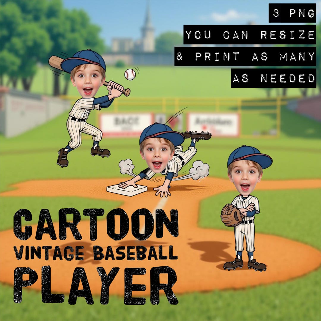 Digital Personalized Funny Caricature Baseball Face Cupcake Toppers - Etsy