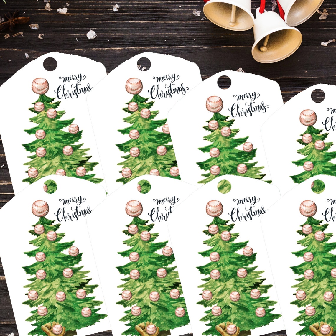 Digital Printable Christmas Tags Baseball Christmas Tree Tags - Etsy