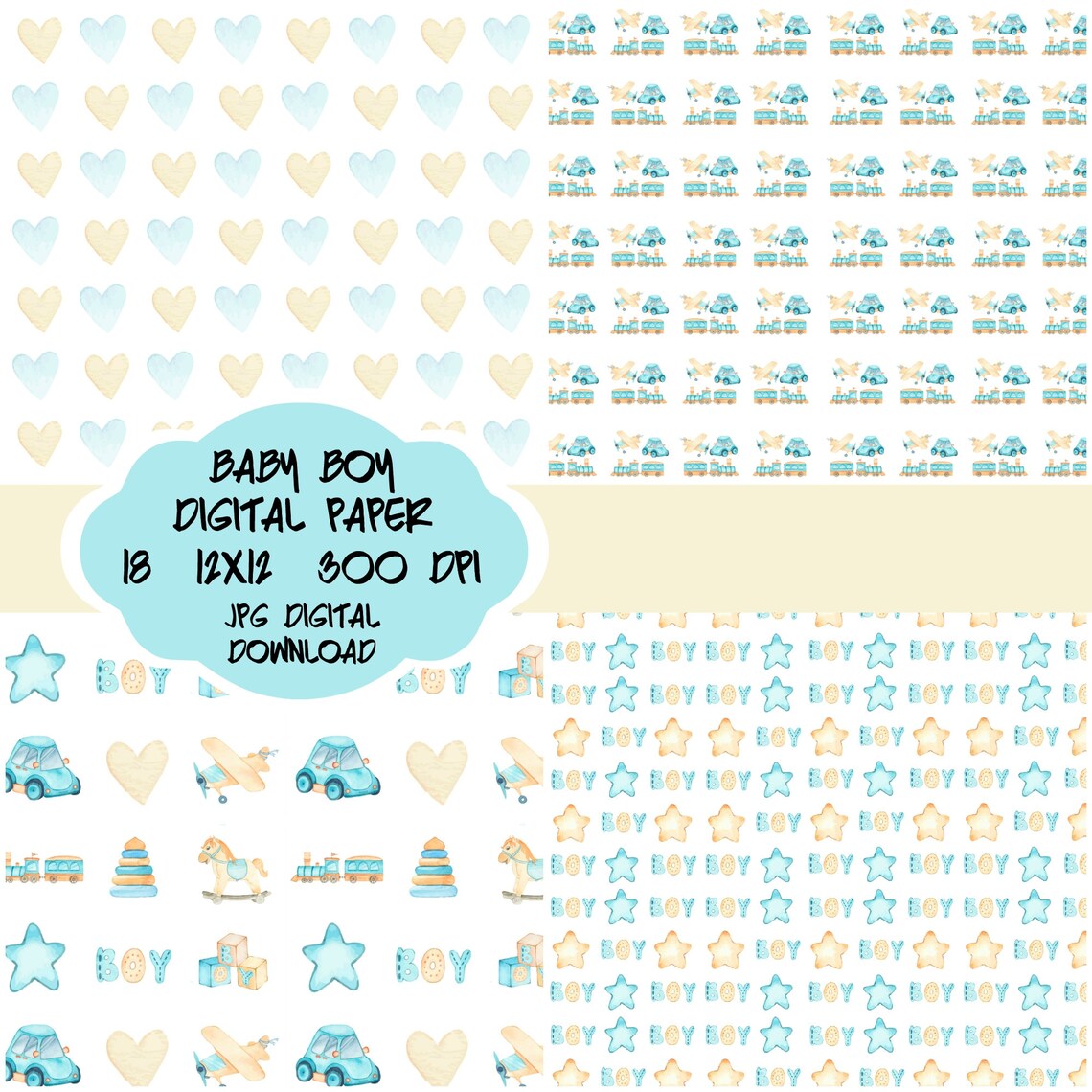 Baby Boy Digital Paper Scrapbook Paper Printable Paper - Etsy