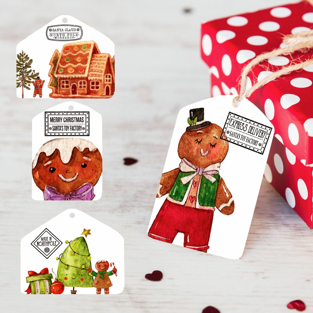 Digital Printable Christmas Tags Gingerbread Man Gingerbread House ...