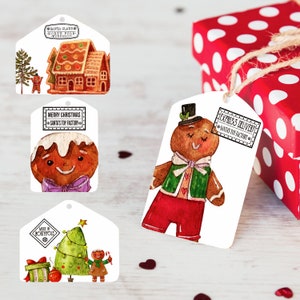 Digital Printable Christmas Tags Gingerbread Man Gingerbread House ...
