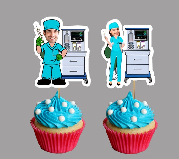 Digital Personalized Anesthesiologist Doctor Cupcake Toppers | Etsy