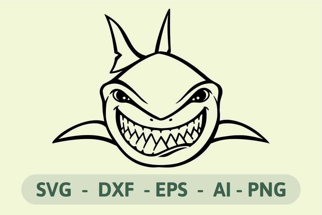 Shark Svg, Funny Shark Art Design, Cute Smiling Shark Vector, Shark ...