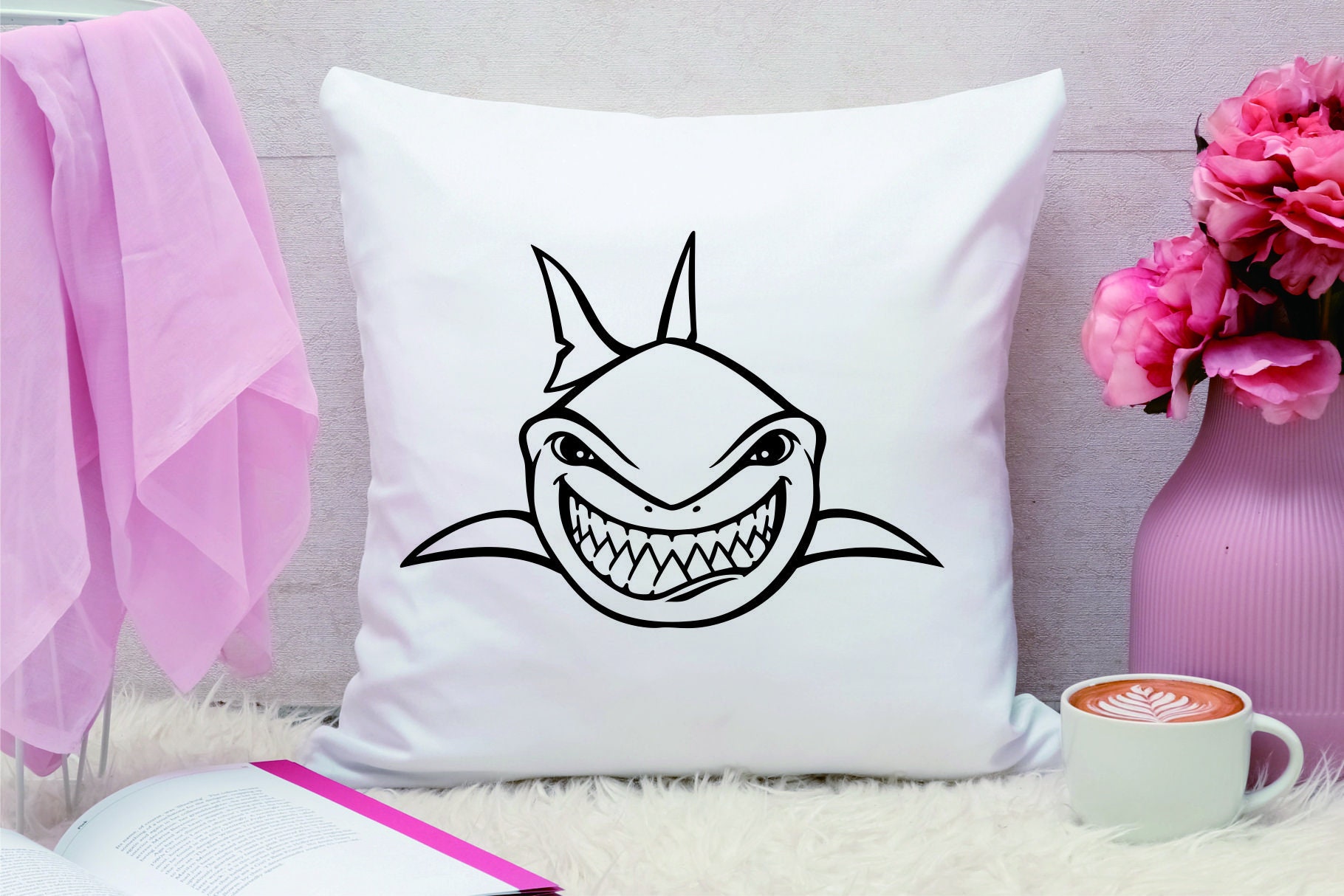 Shark Svg, Funny Shark Art Design, Cute Smiling Shark Vector, Shark ...