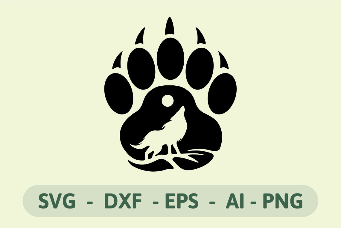 Wolf SVG Wolf Paw SVG Wolf Paw Print File Wolf Paw Mountain Svg Wolf ...