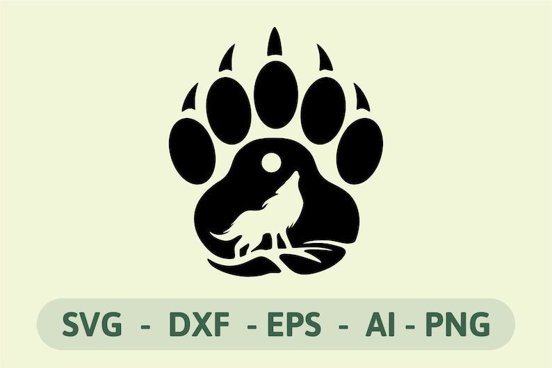 Wolf SVG Wolf Paw SVG Wolf Paw Print File Wolf Paw Mountain Svg Wolf ...
