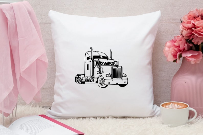 Semi Truck Cut Files for Cricut Vector Images Silhouette Semi Truck Cab ...