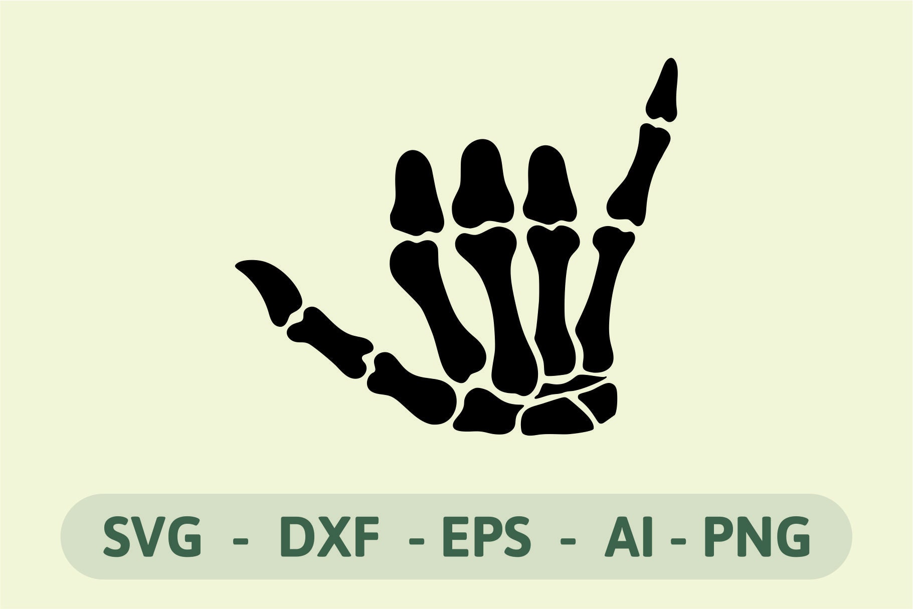 Shaka Skeleton Svg, Skeleton Hand SVG, PNG, EPS, Dxf, Ai Digital ...