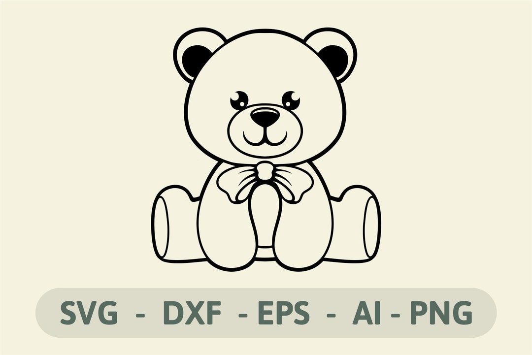 Teddy Bär SVG PNG DXF Dateien. Sitzender Teddybär Schnittdateien und Clip art. Süßer Bär svg ...