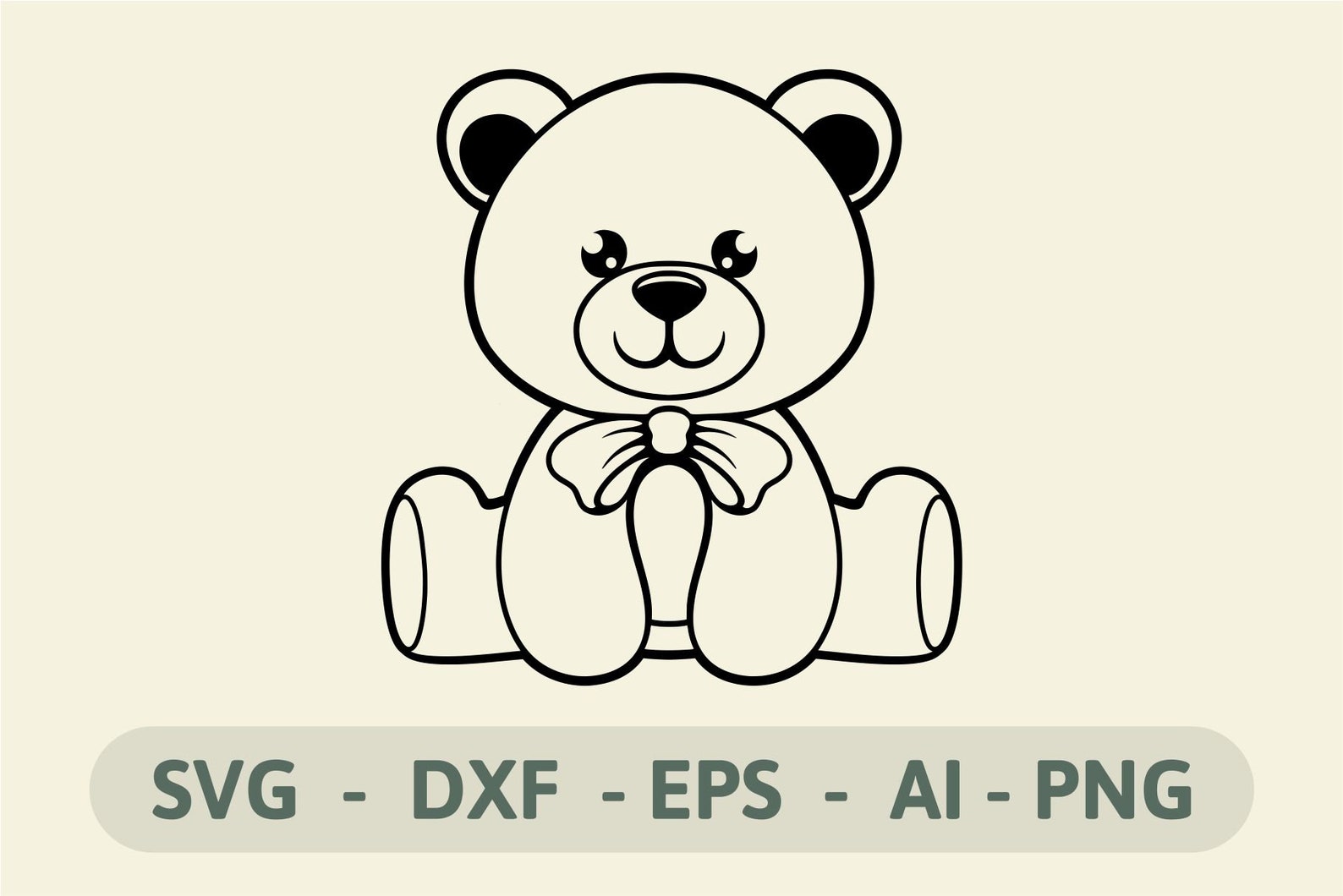 Teddy Bär SVG PNG DXF Dateien. Sitzender Teddybär Schnittdateien und ...
