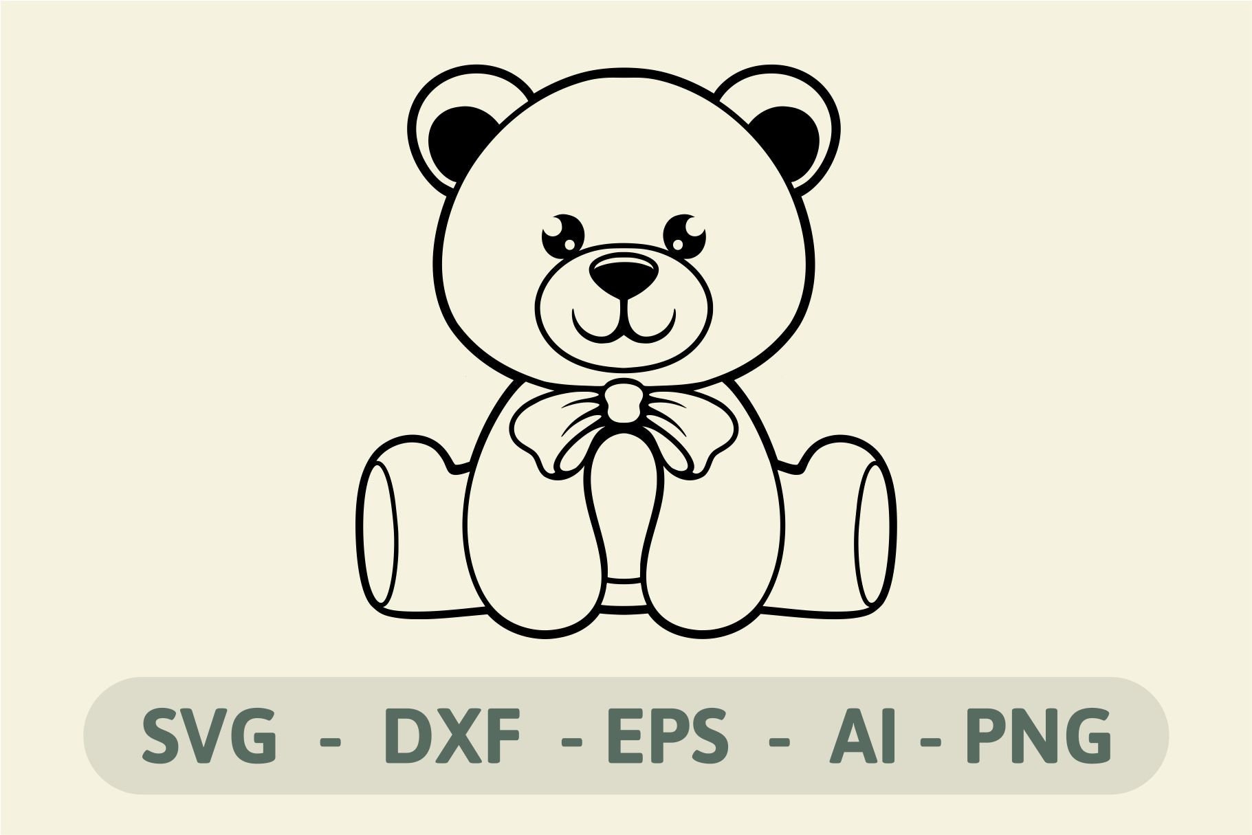 Teddy Bear SVG PNG DXF Files. Sitting Teddy Bear Cut Files and - Etsy ...