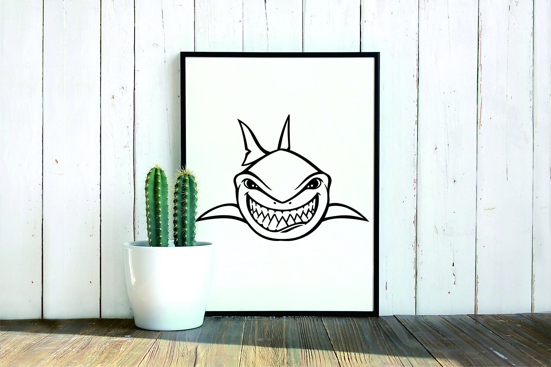 Shark Svg, Funny Shark Art Design, Cute Smiling Shark Vector, Shark ...