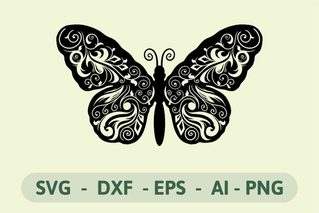 Butterfly Svg, Butterfly Mandala SVG, EPS, PNG, Dxf, Ai , Silhouette ...
