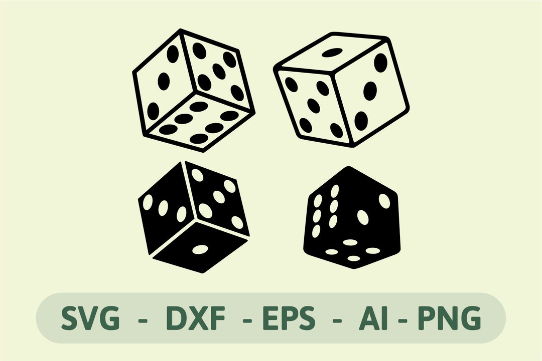 Dice SVG, Four Dice Svg, Dice Black and White Silhouette, Cut File ...