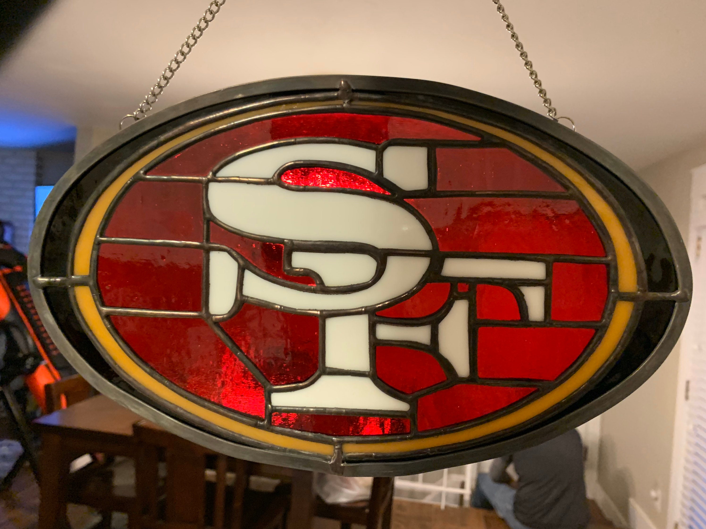 San Francisco 49ers Stained Glass Suncatcher Football - Etsy