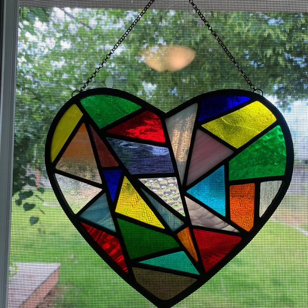 Stained Glass Rainbow Heart - Etsy