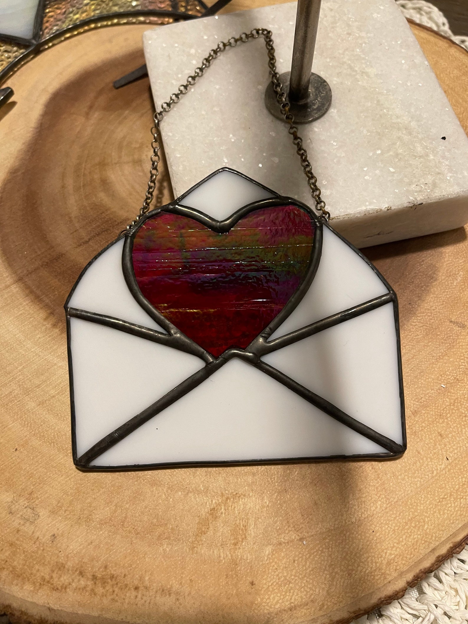 Sending You Love Stained Glass Envelope With Heart Heart | Etsy