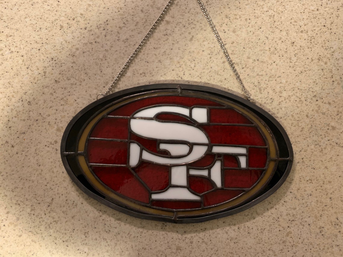 San Francisco 49ers stained glass suncatcher football | Etsy