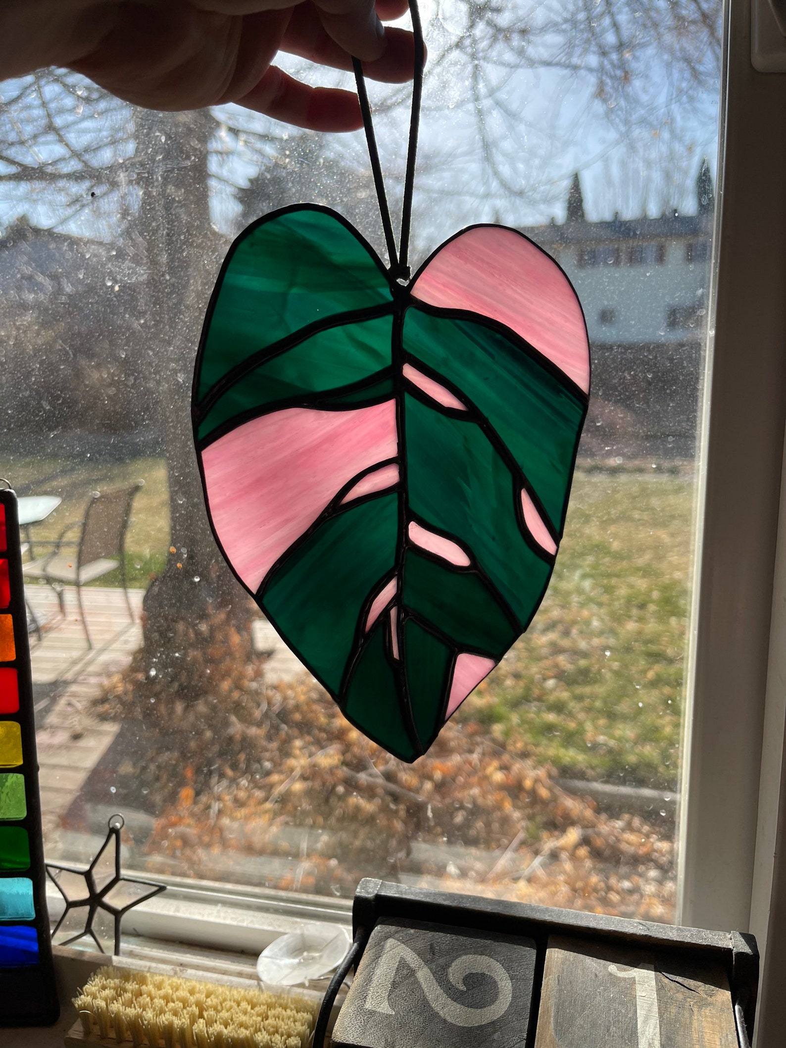 Stained Glass Pink Princess Leaf 8 Inches by 4 Inches Pink - Etsy
