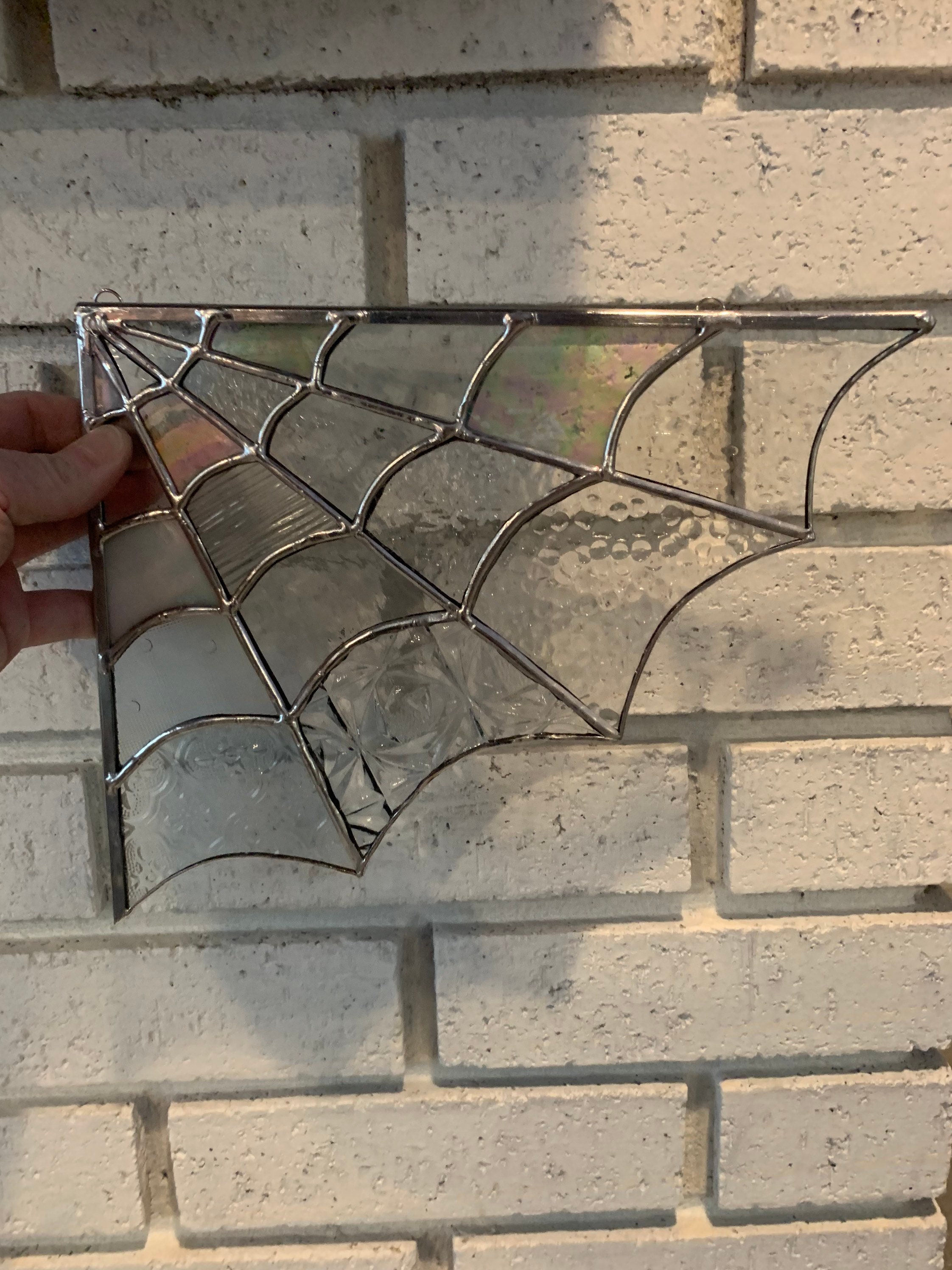 Stained Glass Spiderweb Spiderweb Stained Glass Halloween - Etsy