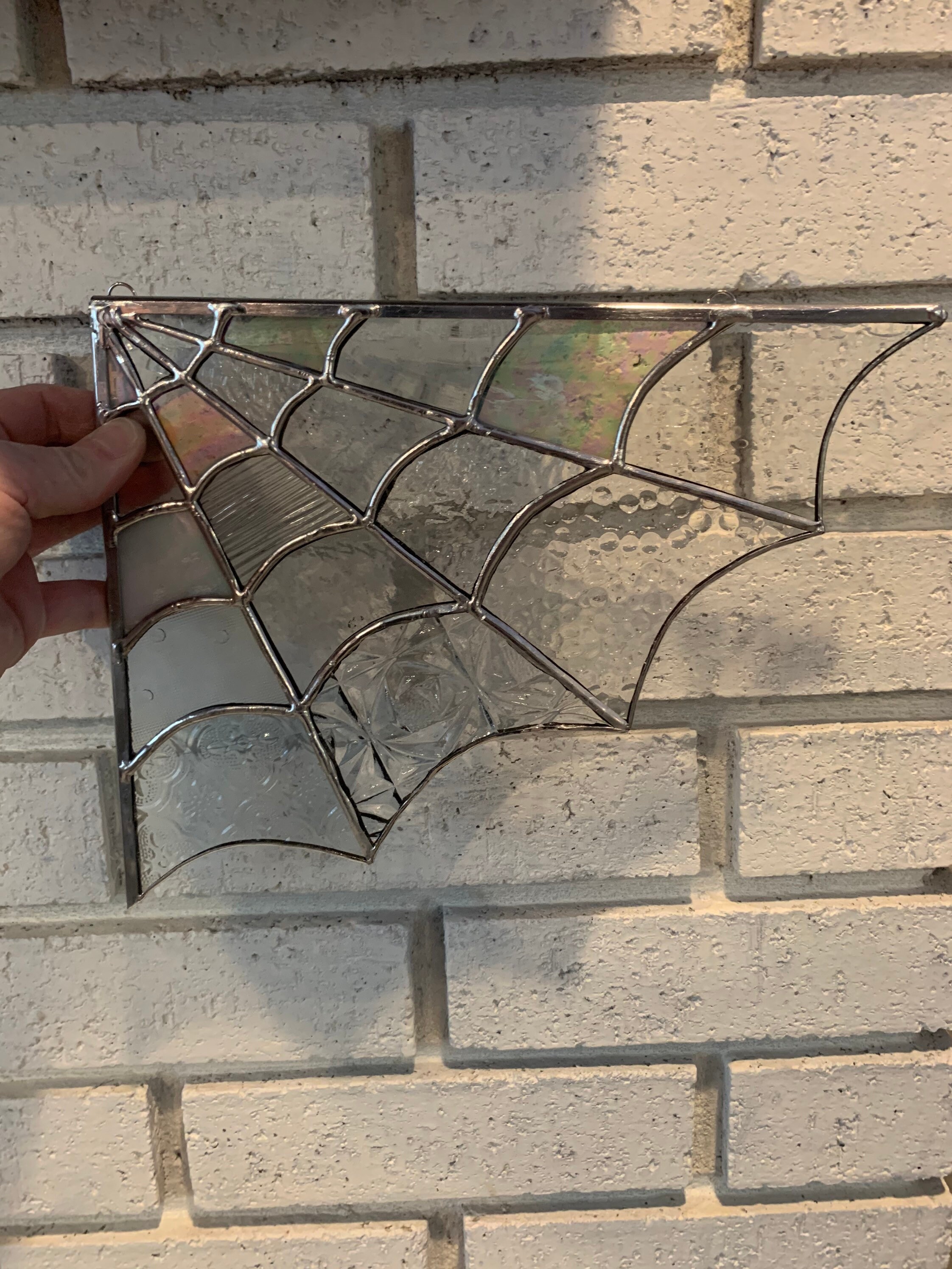 Stained Glass Spiderweb Spiderweb Stained Glass Halloween - Etsy