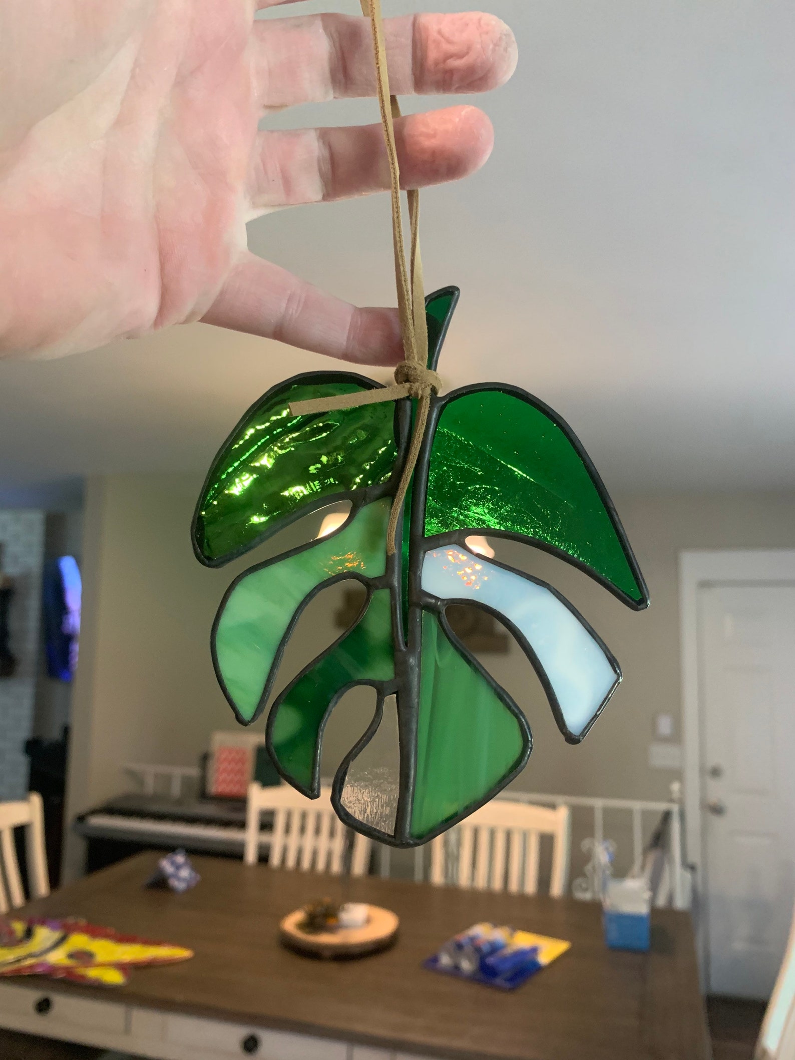 Stained glass Monstera leaf 5 inches by 4 inches Monstera | Etsy