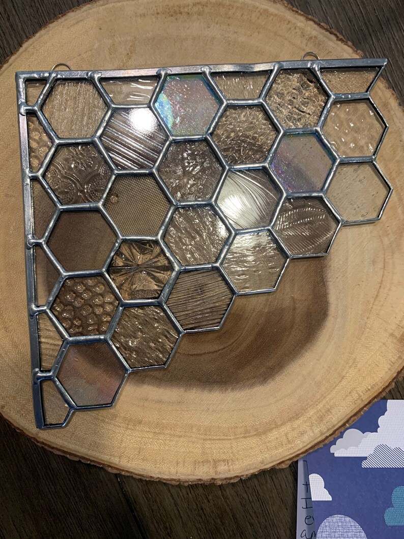 Stained Glass Honeycomb Honeycomb Stained Glass Corner | Etsy