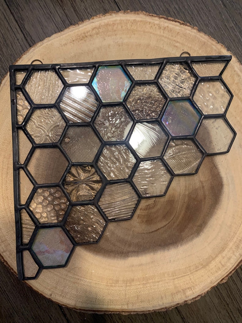 Stained Glass Honeycomb Honeycomb stained glass Corner | Etsy