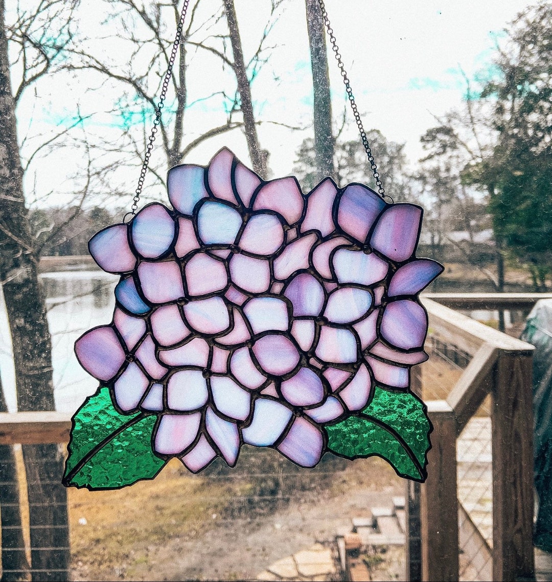 Stained Glass Hydrangea, Wedding Gift, Flower Stained Glass, 8 Inch X 8 ...