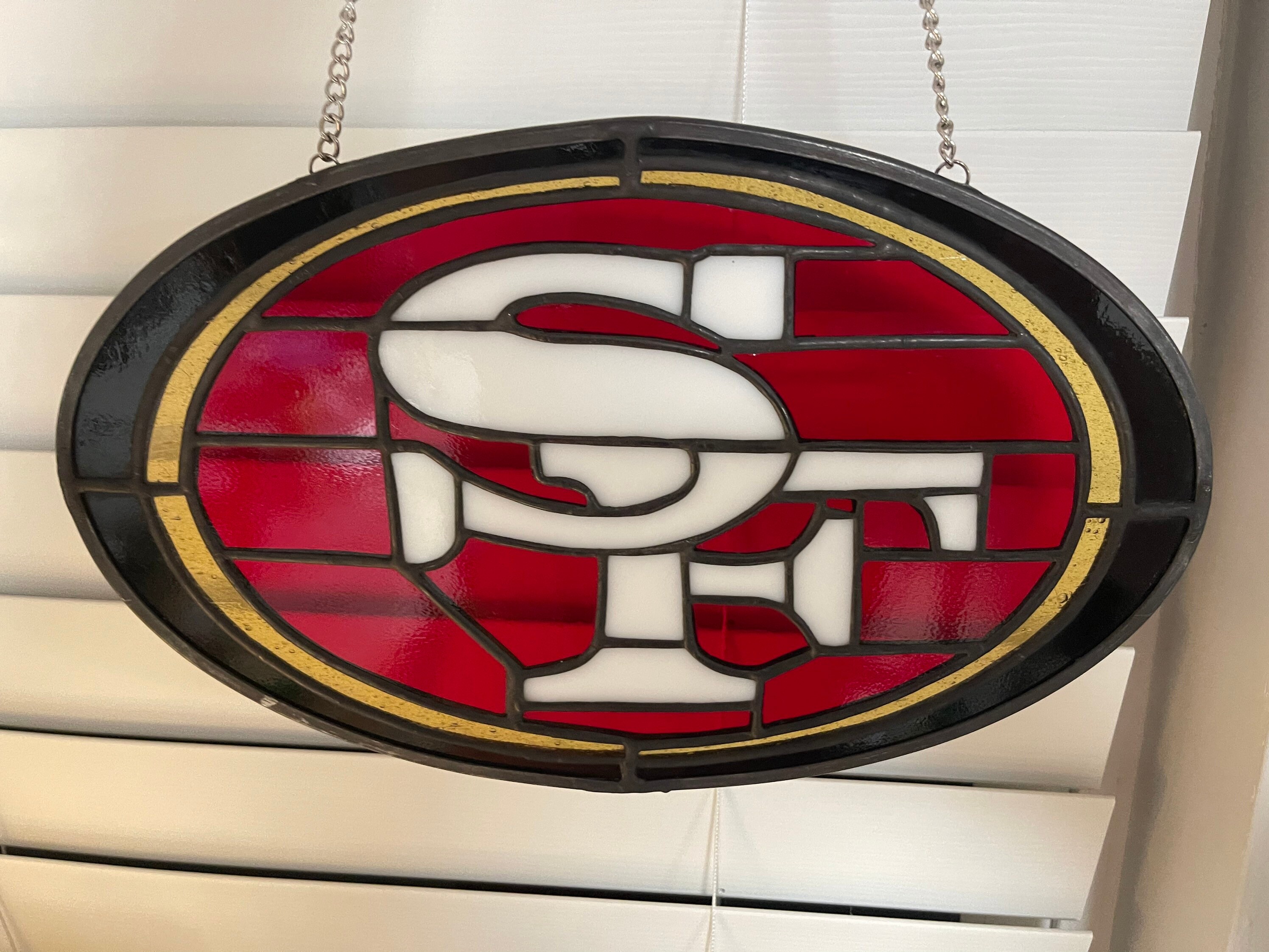 San Francisco 49ers Stained Glass Suncatcher Football - Etsy