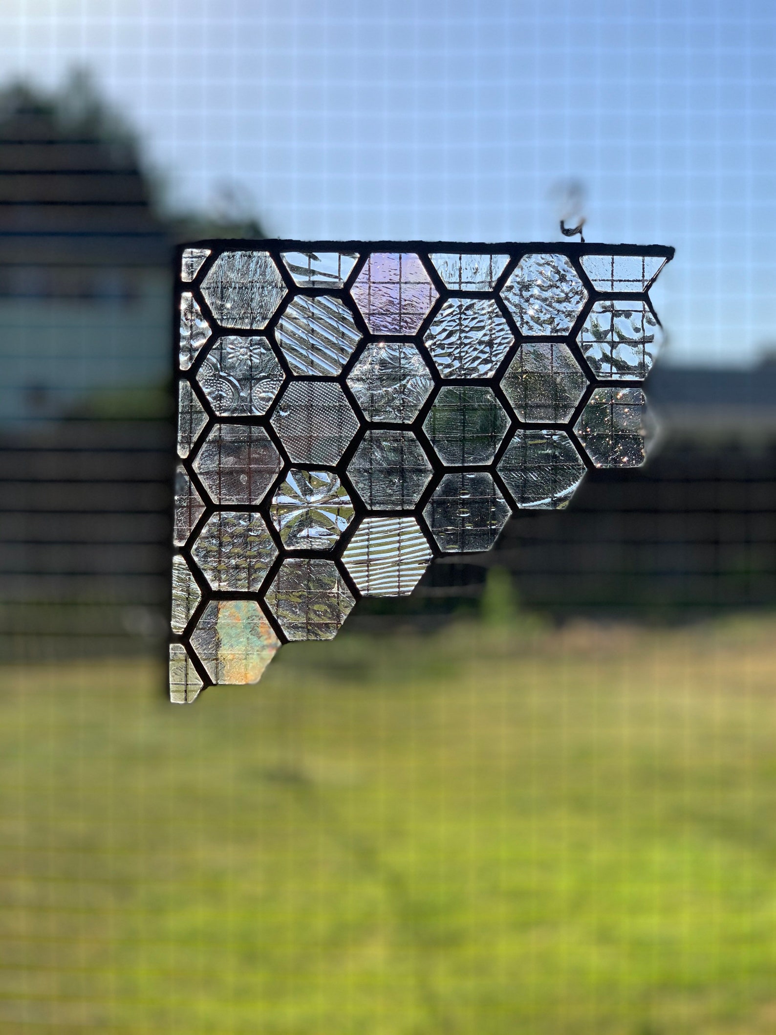 Stained Glass Honeycomb Honeycomb Stained Glass Corner - Etsy Hong Kong