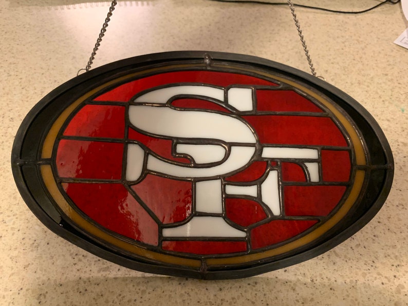 San Francisco 49ers Stained Glass Suncatcher Football - Etsy