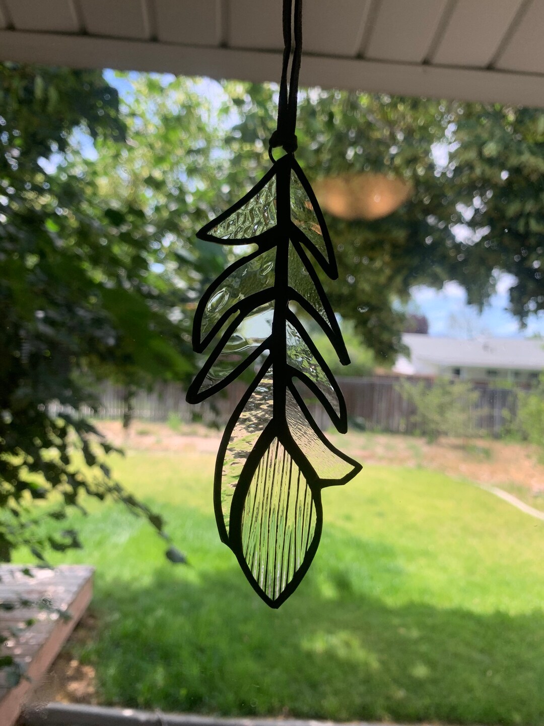 Clear Textured Stained Glass Feather, Suncatcher, Sun Catcher, Feather ...