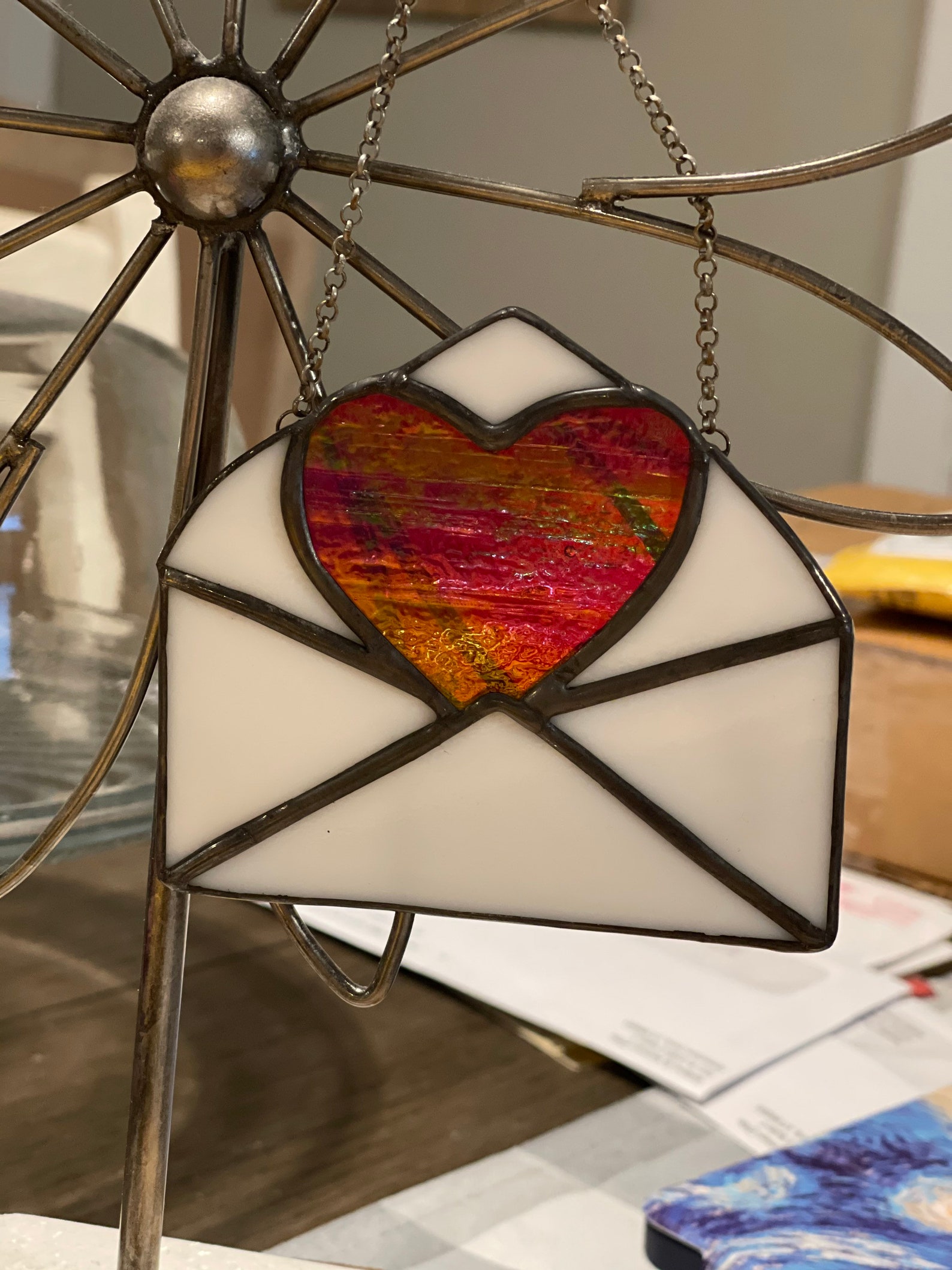 Sending You Love Stained Glass Envelope With Heart Heart | Etsy