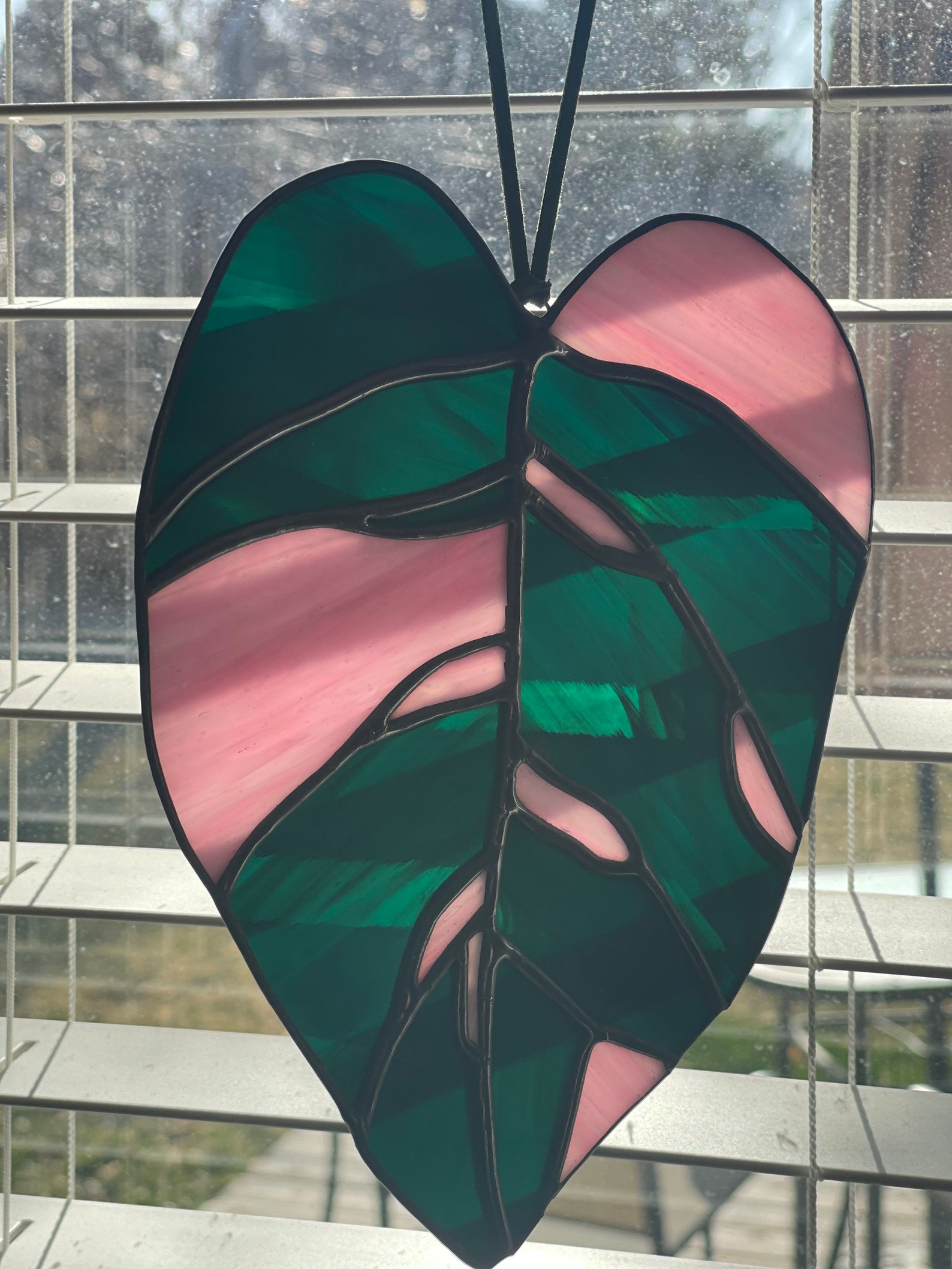 Stained Glass Pink Princess Leaf 8 Inches by 4 Inches Pink - Etsy