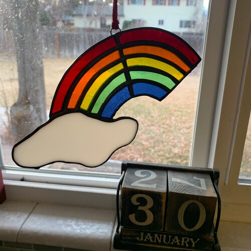 Rainbow Stained Glass Suncatcher - Etsy