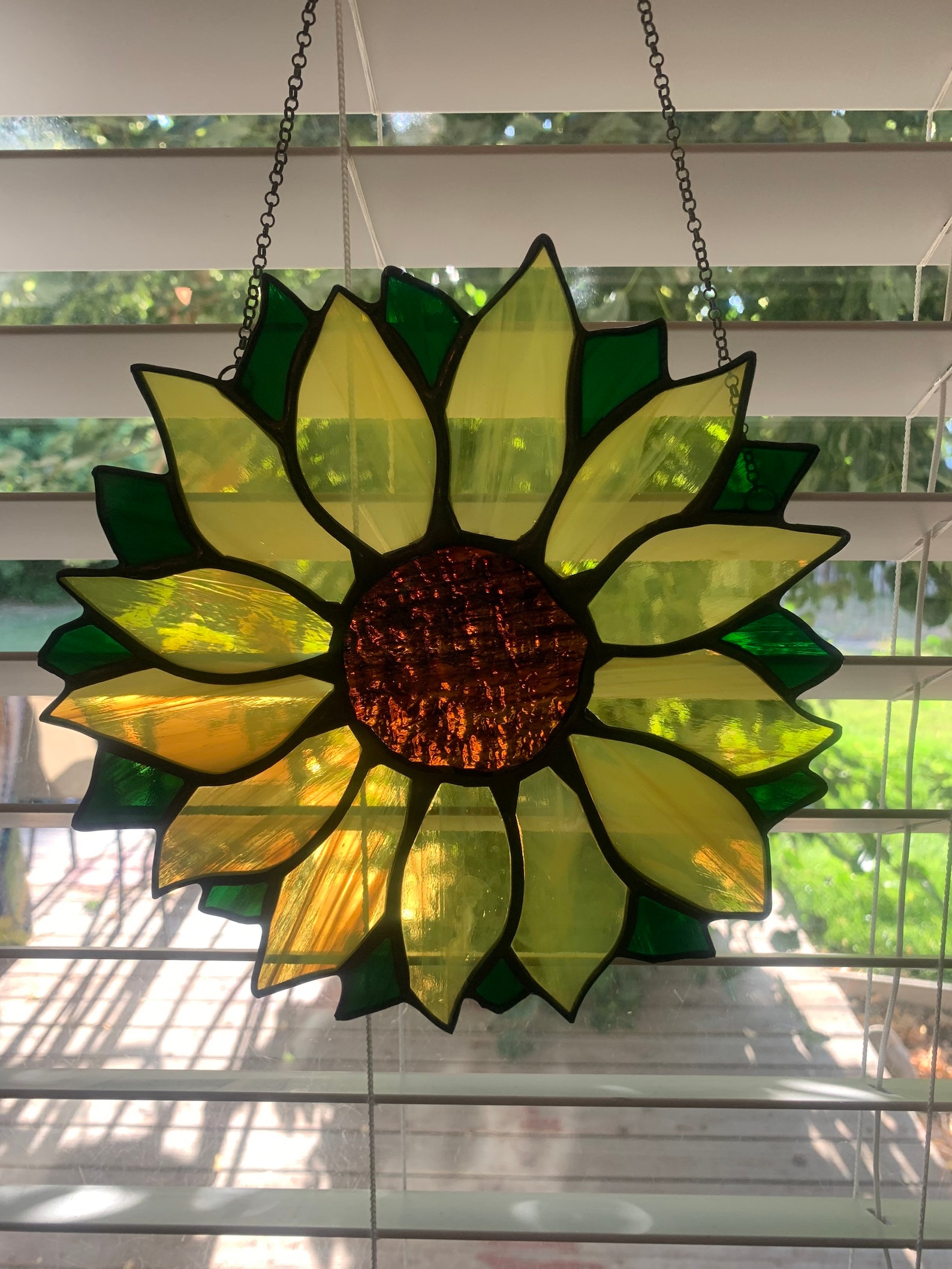 Stained Glass Sunflower Sunflower stained glass suncatcher | Etsy