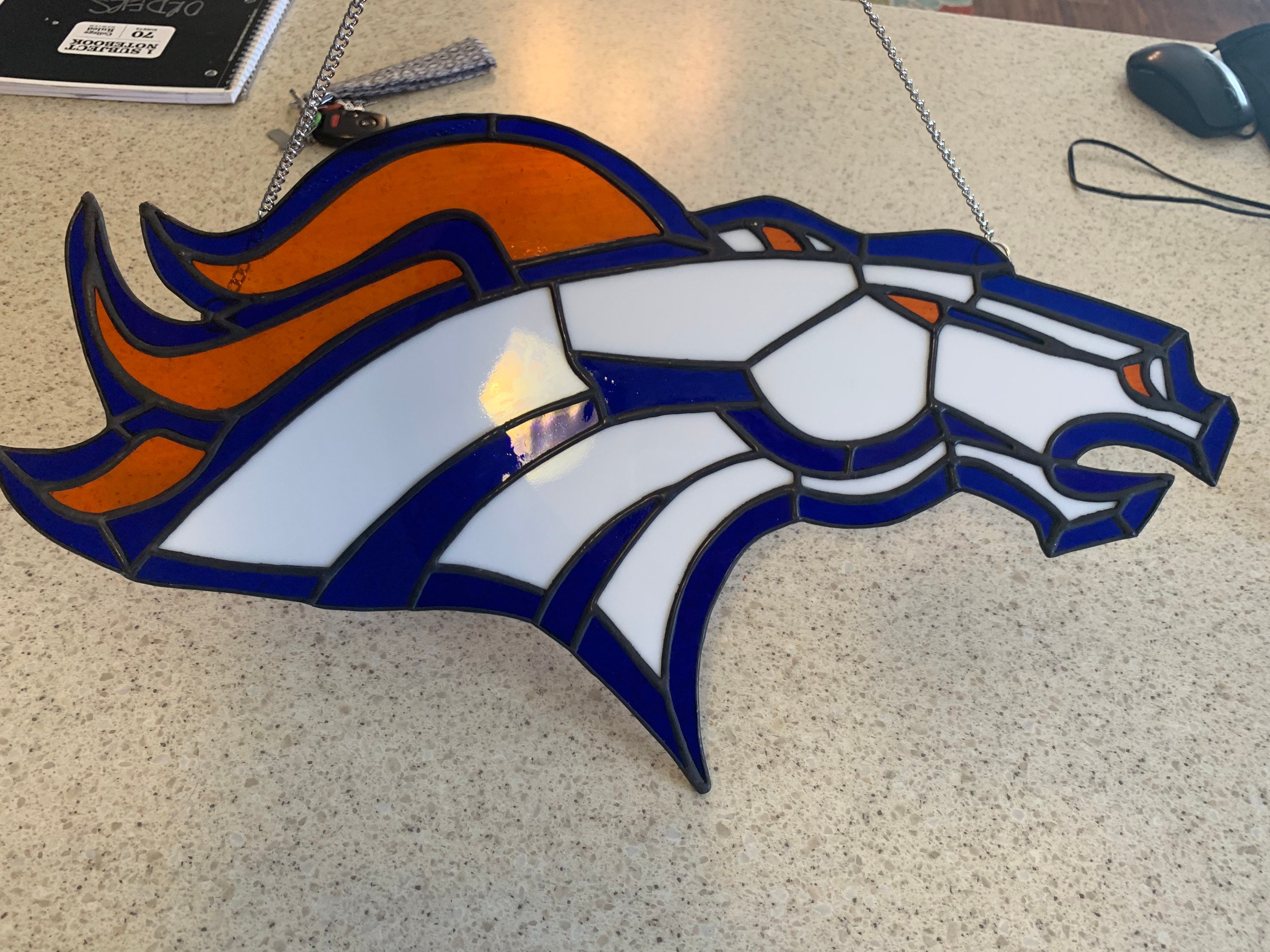 12 1/2 X 7 Inch Stained Glass Denver Broncos, Broncos Stained Glass ...