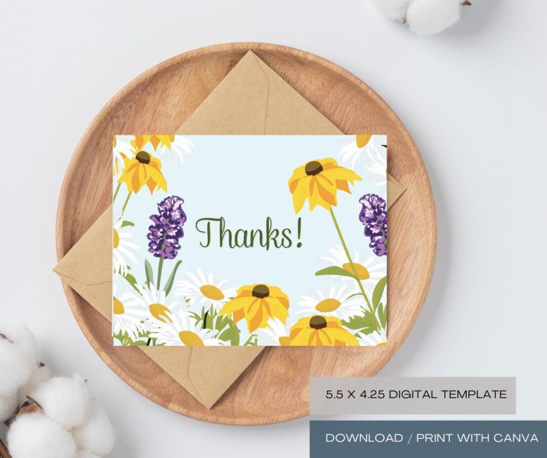 Garden Party Thank You Template. 5.5x 4.25 in Thank You Note Card ...