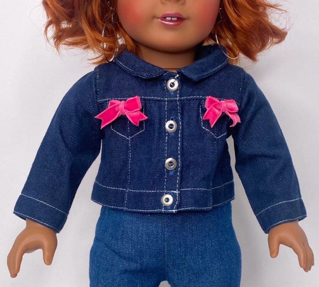 18” Doll Denim Jacket With Velvet Bow Embellishments ABSOLUTELY ...