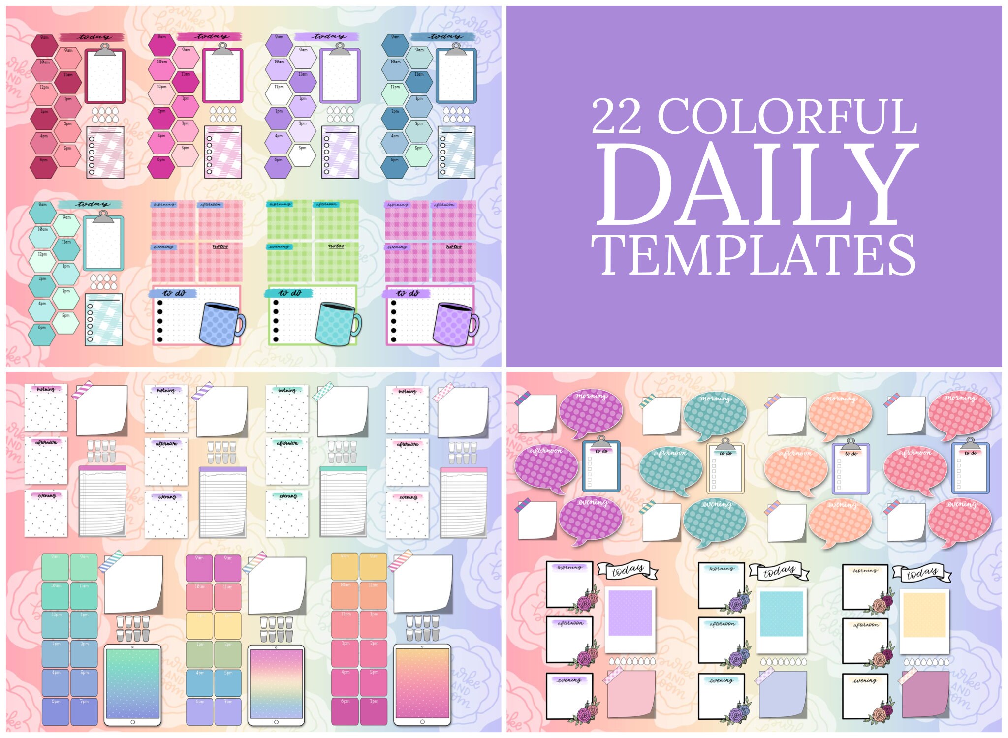 Colorful Days Daily Template Digital Planner Stickers for | Etsy