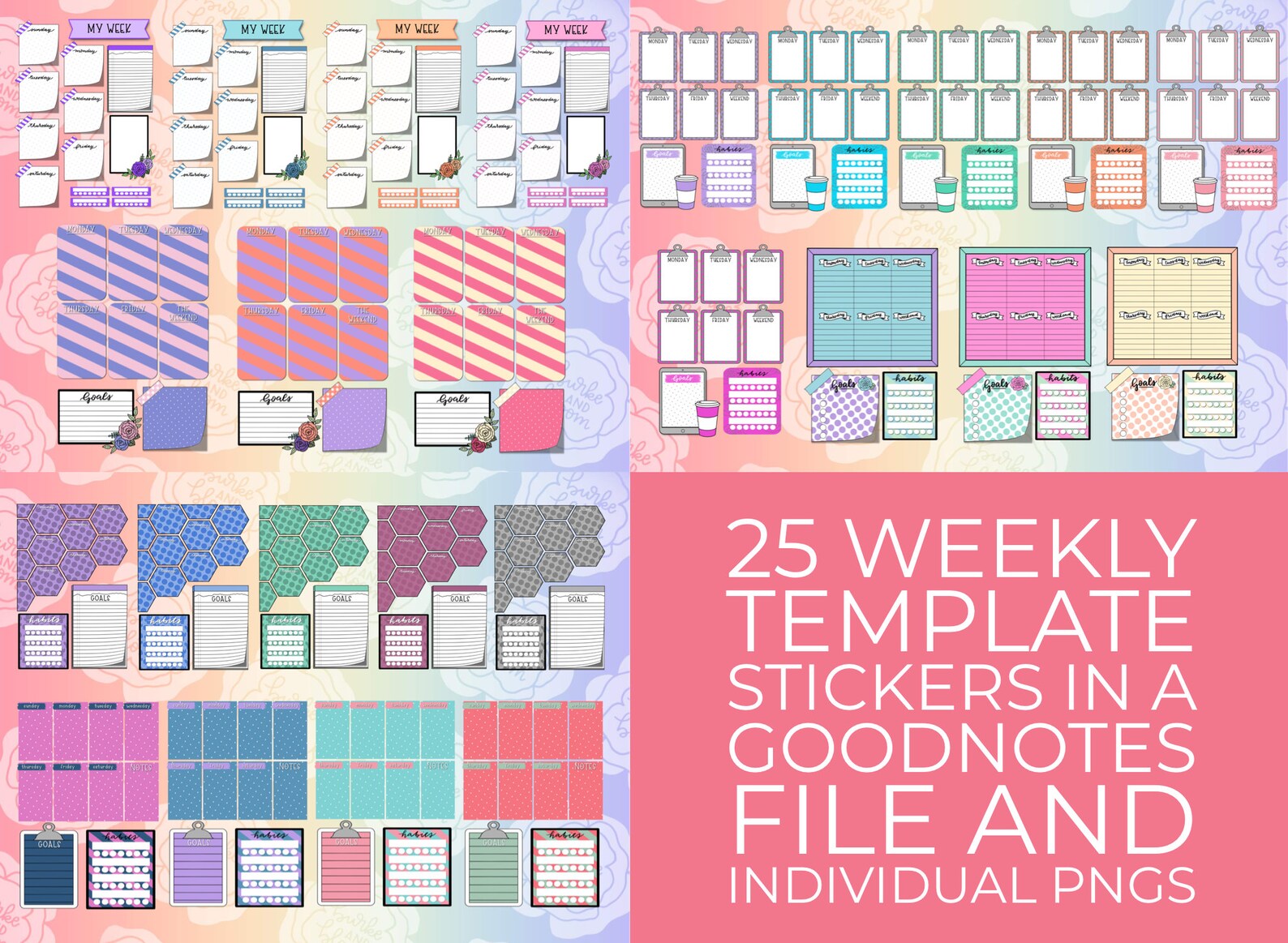 Colorful Weeks Weekly Template Digital Planner Stickers for - Etsy
