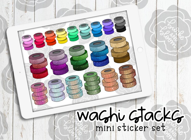 Washi Stacks Mini Digital Sticker Set Planner Stickers - Etsy