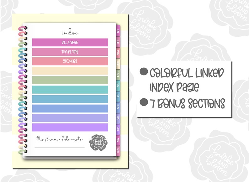 Pastel Digital Undated Planner SUNDAY START Portrait - Etsy
