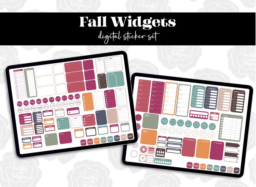 Fall Widgets Digital Sticker Set, Goodnotes, Zoomnotes, Pngs, Planner ...
