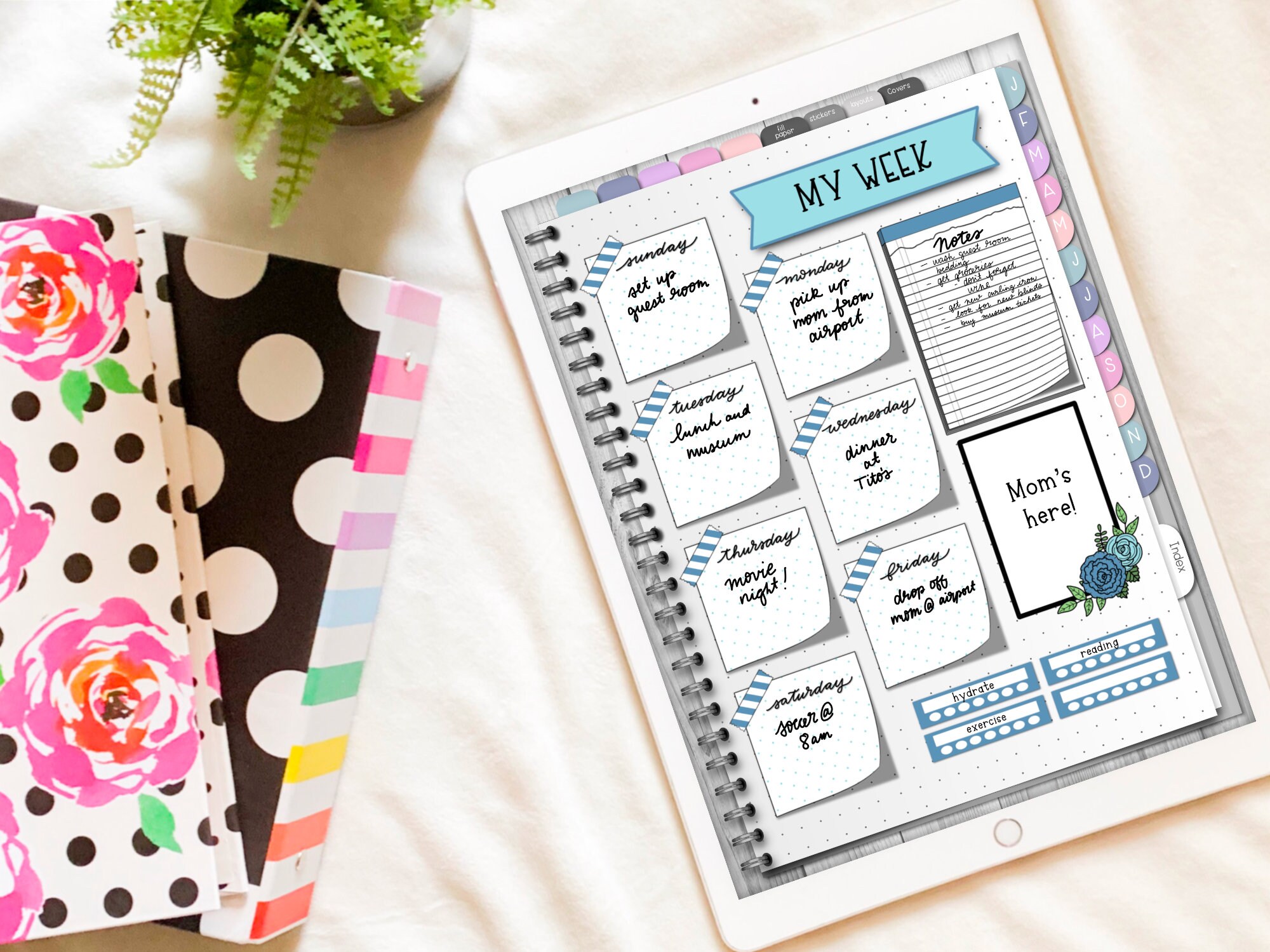 Colorful Weeks Weekly Template Digital Planner Stickers for - Etsy